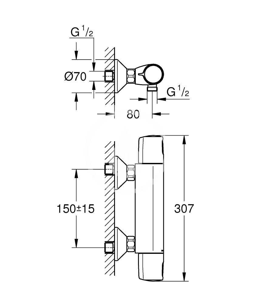 Grohe Precision Trend Termostatická sprchová batéria, chróm - Sprchové ...